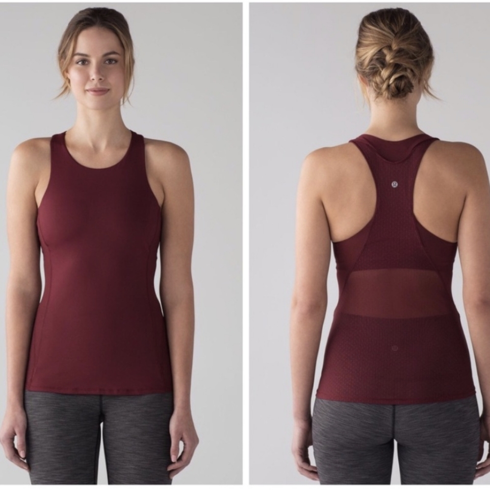 Lululemon Maroon Body Con Tank With Mesh Back | Size 4 - Gem